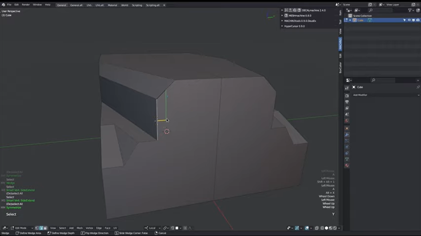 Blender机械建模插件MESHmachine:楔形