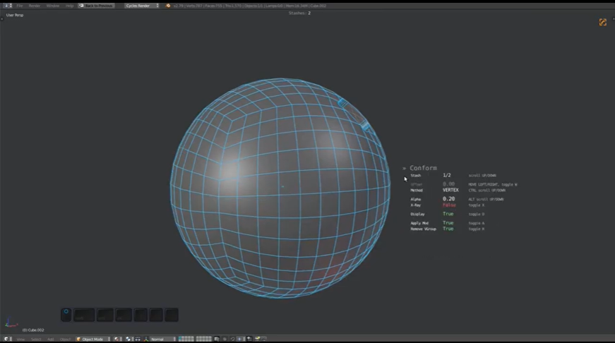 Blender机械建模插件MESHmachine:Conform工具