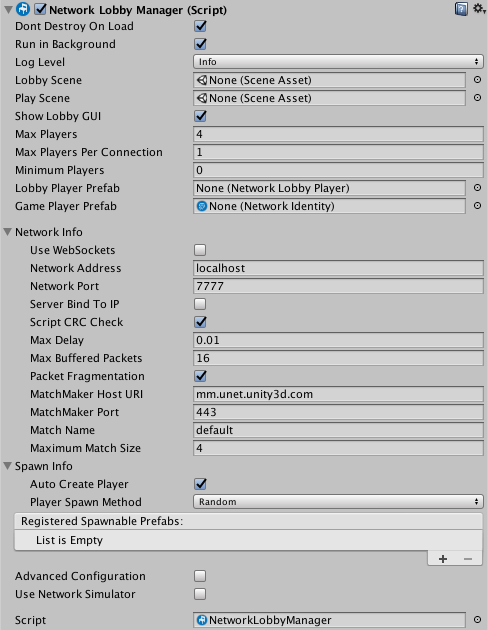 Unity3D ：Network Lobby Manager